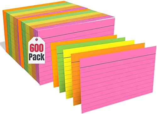 Snapklik.com : 1InTheOffice Index Card 3x5 Ruled Colored Neon Index Cards