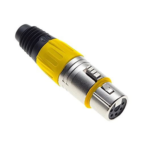 5 Pole XLR Socket, Yellow – Female Audio Mic Microphone DMX Plug Jack ...
