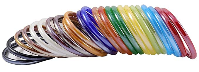 Buy A k Girls/Women's Glossy Glass Bangle Set (Multicolour) - Pack of ...