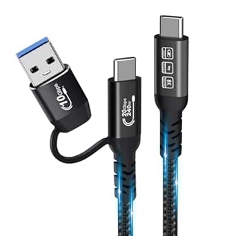 USB C Cable,USbC 3.2 Gen 2X2 20Gbps,Multi Functional 2in1 USB A to Type ...