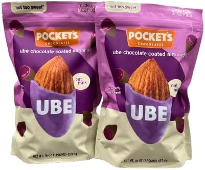 Amazon.com: Pocket's Chocolate's UBE Chocolate Almonds 16 OZ (Pack of 2 ...