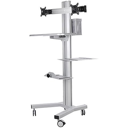 Amazon.com: AW Rolling PC Cart Mobile Computer Standing Workstation ...