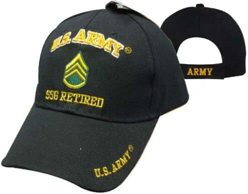 New Black US Army SSG Staff Sergeant Retired Hat Ball Cap Veteran E-6 ...