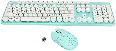 Amazon.com: Wireless Keyboard and Mouse Combo, 104 Keys Retro Round ...