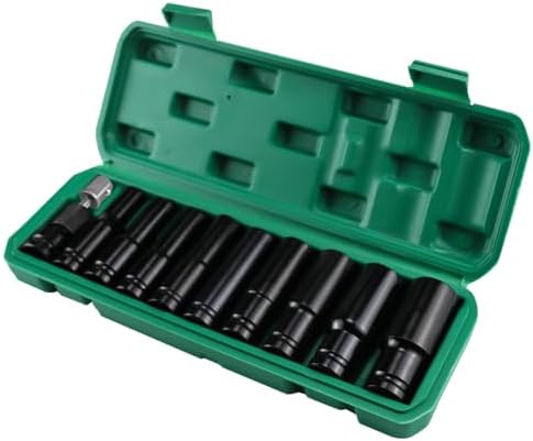 10 Pcs Impact Socket Set, 10-24 MM Hex Long Socket Set 1/2 Inch ...