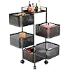 Amazon.com: Meideli Kitchen Storage Rack Cart, Rotating Storage Rack ...