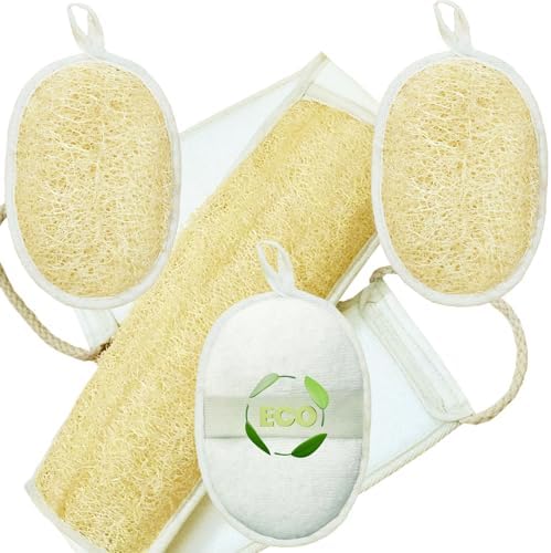 Amazon.com: Bathflor Natural Loofah Exfoliating Body Scrubber (3Pack ...