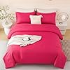 Amazon.com: PERFEMET 5-Piece Hot Pink Comforter Sets Twin Size Pom Pom ...