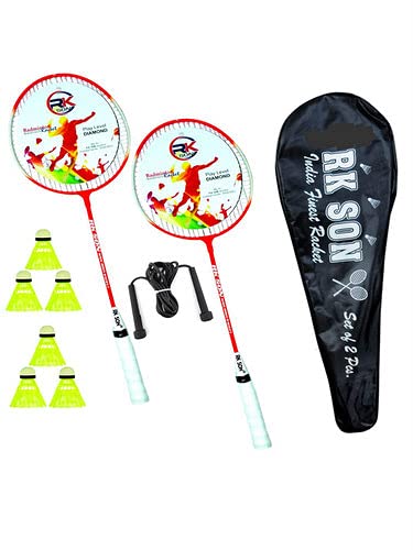 RK SON Badminton Rackets Set of 2 for Kids & Adults with 6 Piece ...