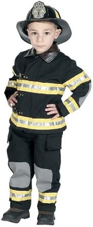 Amazon.com: Jr. Fire Fighter Suit with Helmet, Size 4/6 (Black) : Toys ...