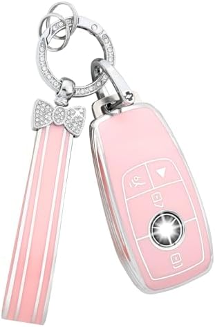 Amazon.com: PIFOOG Key Fob Cover for Mercedes Benz Pink Bling Keychain ...