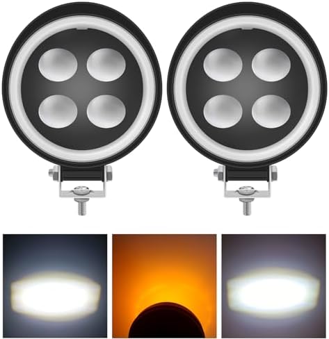 Amazon.com: Fenikso Round Off Road Lights White Amber Angel Eye DRL 3 ...
