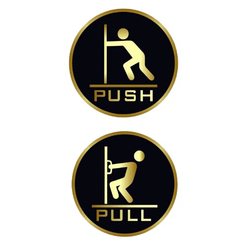 Buy decalmile Push & Pull Signage nano Self-Adhesive Black Golden Sign ...