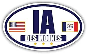 Amazon.com : Flag of Iowa/American Flag Oval 3M Vinyl Bumper Sticker ...