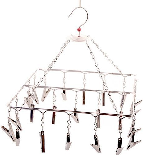 E Shopping Stainless Steel Square Clothes Hanger with 24 Clips : Amazon ...