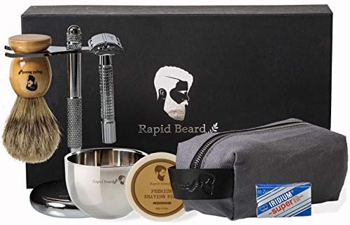 Amazon.com: Shaving Kit for Men Wet Shave - Safety Razor with 10 blades ...