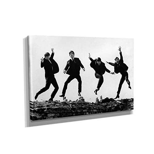 Amazon.com: Black & White The Beatles Jumping Canvas Art Wall Art Home ...