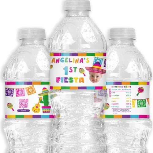 Amazon.com: Personalized Colorful Mexican Fiesta Water Bottle Labes ...
