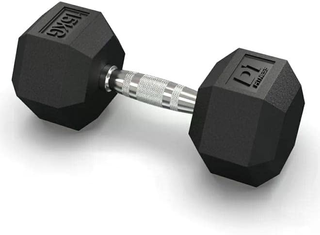 Halteres Dumbbell Sextavado Emborrachado 15kg com pegada recartilhada ...