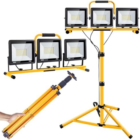 21000 Lumen Work Lights with Stand, 3 Adjustable Head LED Work Light ...