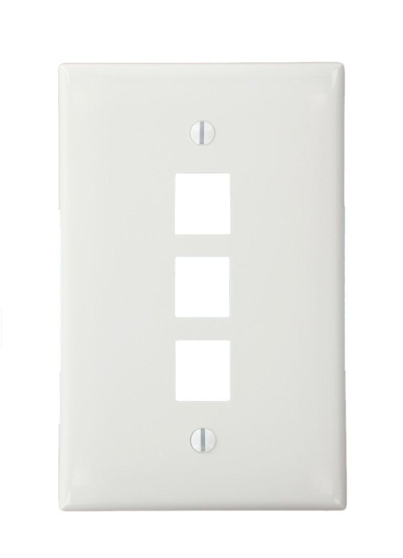 Leviton 41091-3WN QuickPort Midsize Wallplate, Single Gang, 3-Port ...