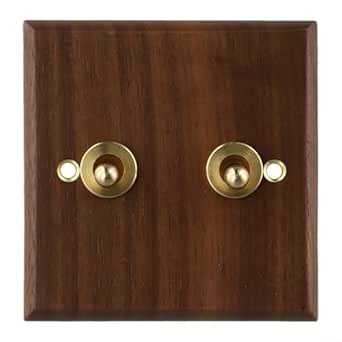 Walnut Wood Toggle Light Switch Single Pole Double Throw Rocker Wall ...