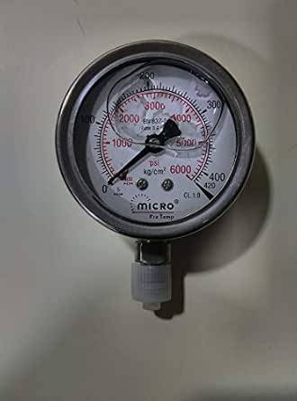 MICRO Pre Temp Glycerine Filled Pressure Gauge 50 mm Dial Bottom ...