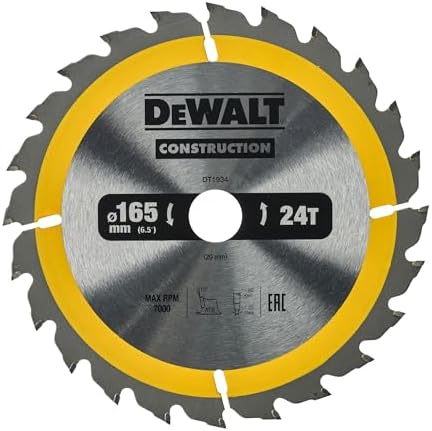 DEWALT DT1934-QZ Construction Circ Saw Blade, Yellow, 165 x 20 mm ...