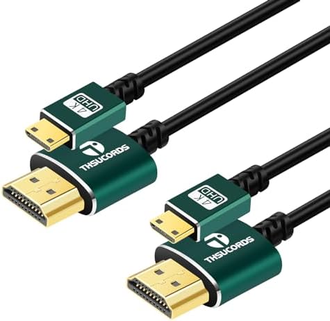 Thsucords Mini HDMI to HDMI Cable 0.3M 2Pack, Ultra Slim & Flexible ...