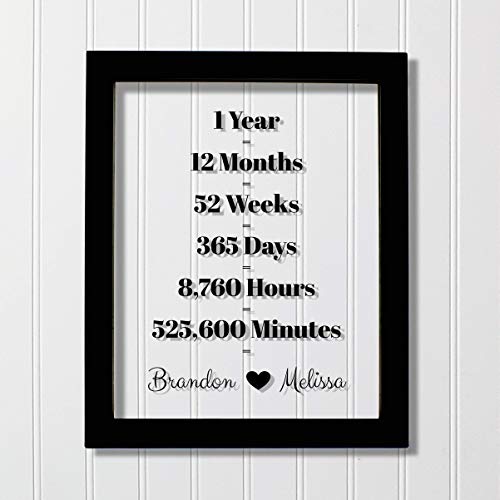Amazon.com: 1 Year Anniversary Frame - Custom Names - Floating Frame ...