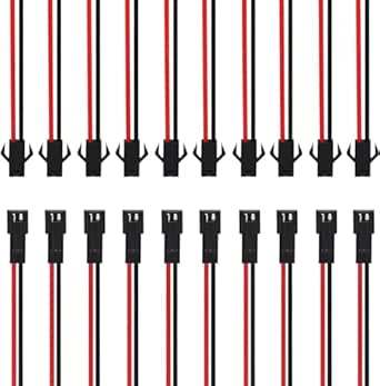 TAAPSEE 2pin JST SM Connector,Micro Male and Female Connector Adapter Plug,Red Black Terminal ...