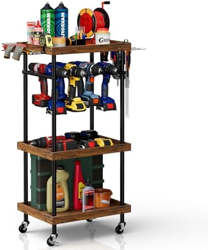 Amazon.com: Power Tool Organizer Cart on Wheels 4 Tier Garage Tool ...