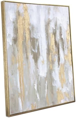 Amazon.com: Gold Abstract Wall Art Decor - Framed Texture Paintings ...