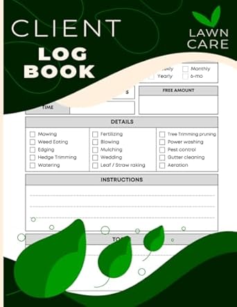 Lawn Care Client Log Book: Lawn Mowing And Landscape Appointment ...