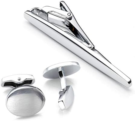 Amazon.com: Zysta Stainless Steel Cufflinks & Tie Clips Set Modern ...