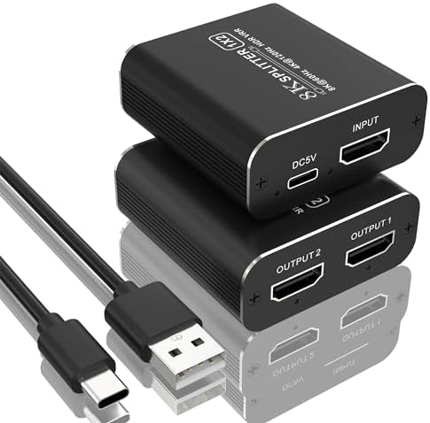Amazon.com: 8K HDMI Splitter 1 in 2 Out HDMI2.1 Splitter 1x2-8K@60Hz 4K ...