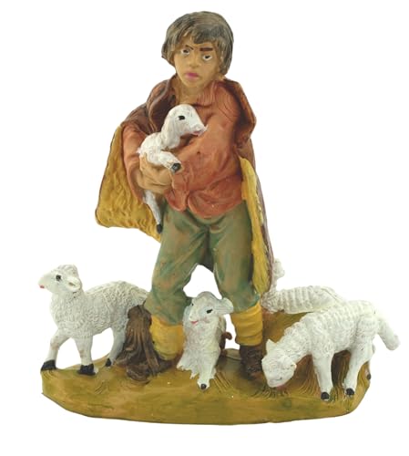 Amazon.com: Shepherd Boy with Lambs Nativity Figurine 4.15 x 3.85 x 1.5 ...