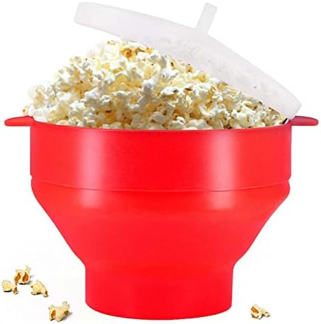Collapsible Silicone Microwave Hot Air Popcorn Popper Bowl With Lid and ...