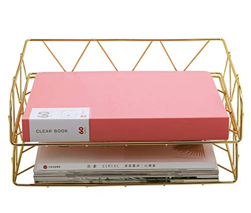 PAG 2 Packs Desktop File Organizer Metal Stackable Horizontal Letter ...