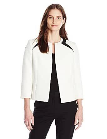 Buy Kasper Women's Quilted Flyaway Jacket, Ivory/Black, 6 at Amazon.in