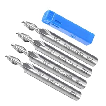 CoCud 2-Flute Spiral End Mill Bits, 4mm Diameter 11mm Length, High ...