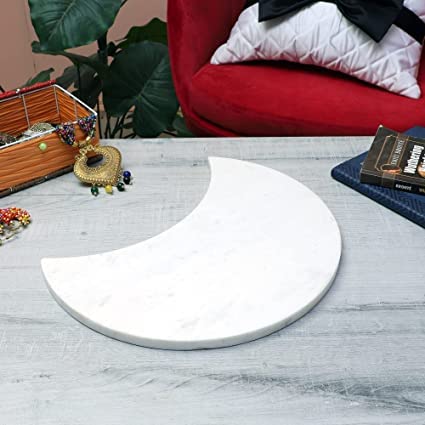 Buy BALAJI STONE IMPEX Handmade Marble Large Moon Platter Unique ...