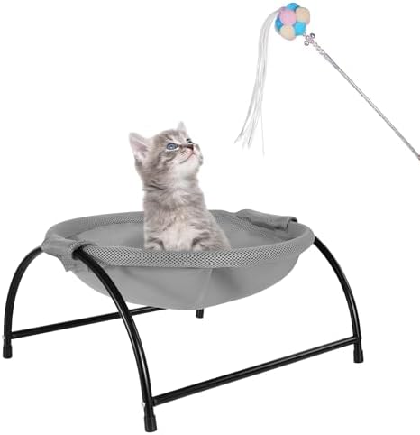 Elevated Cat Bed Hammock, Breathable Mesh Pet Bed with Metal Frame ...