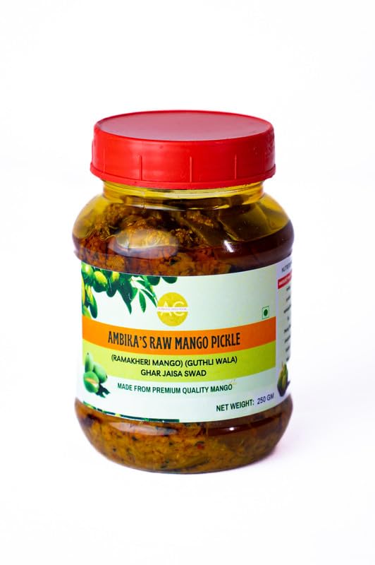 AMBIKA'S Raw Mango Pickle (Guthli Wala) 250gm Pet Jar : Amazon.in ...