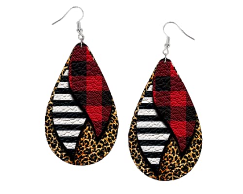 Amazon.com: Buffalo Plaid Leopard Tear Drop Earrings : Handmade Products