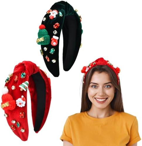 Amazon.com : boderier Christmas Headbands for Women Red Plaid Headband ...