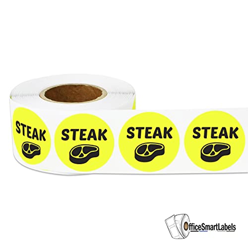 Snapklik.com : Steak Stickers - 1 Inch Round Circle Steak Food Labels ...