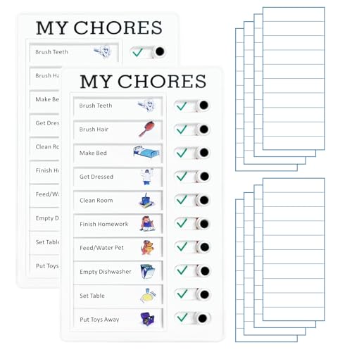 2 Pcs Chores Chart for Kids and Adults - Reusable Daily Visual - Want ...