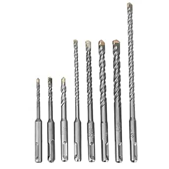 Set of 2 Concrete Drill Bits Hardened Hammer Drill Bits U Groove 8 ...