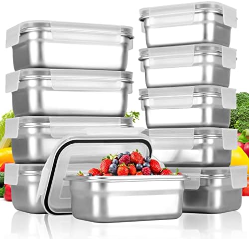 Amazon.com: Layhit 10 Set 304 Stainless Steel Food Containers with Lids ...
